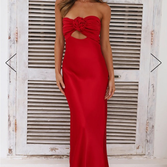 Hello Molly | Dresses | Hello Molly Red Satin Trend Lover Maxi Dress ...